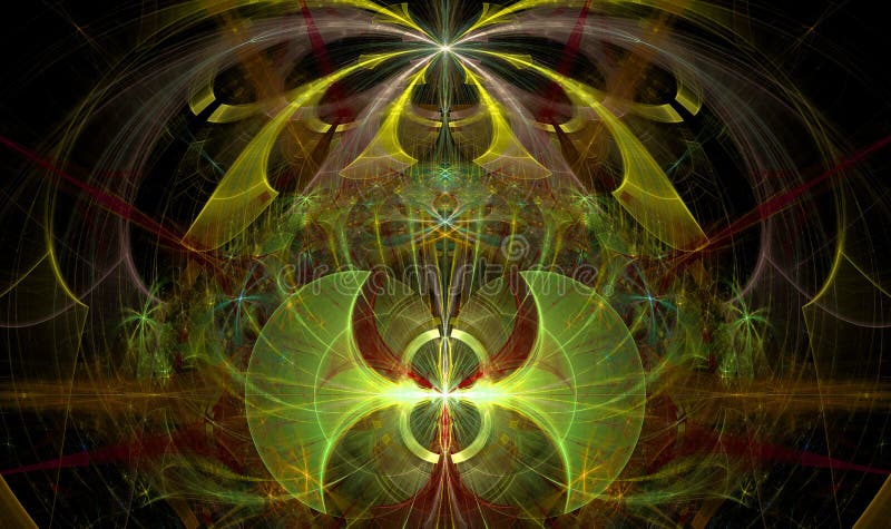 Abstract Fractal Exploding Star Like Flower with Various Decorative ...