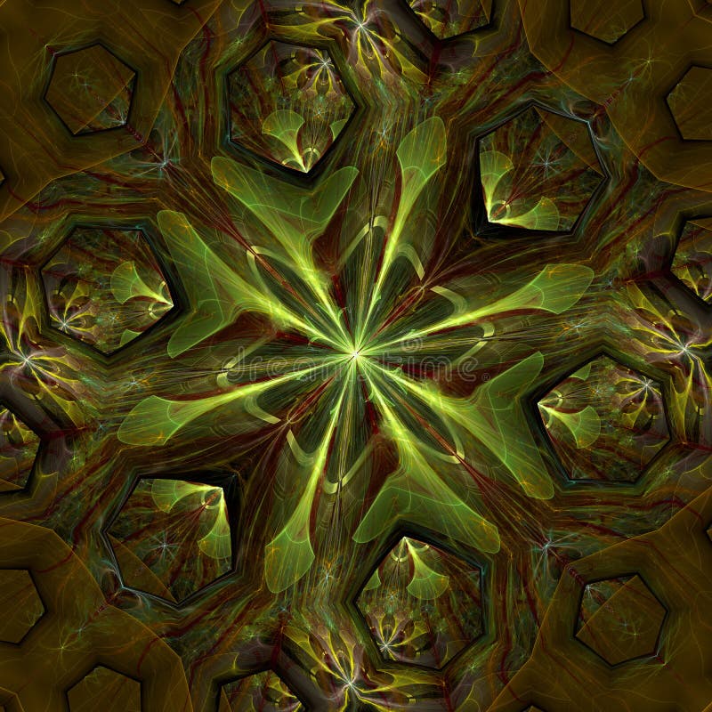 Abstract Fractal Exploding Star Like Flower with Various Decorative ...