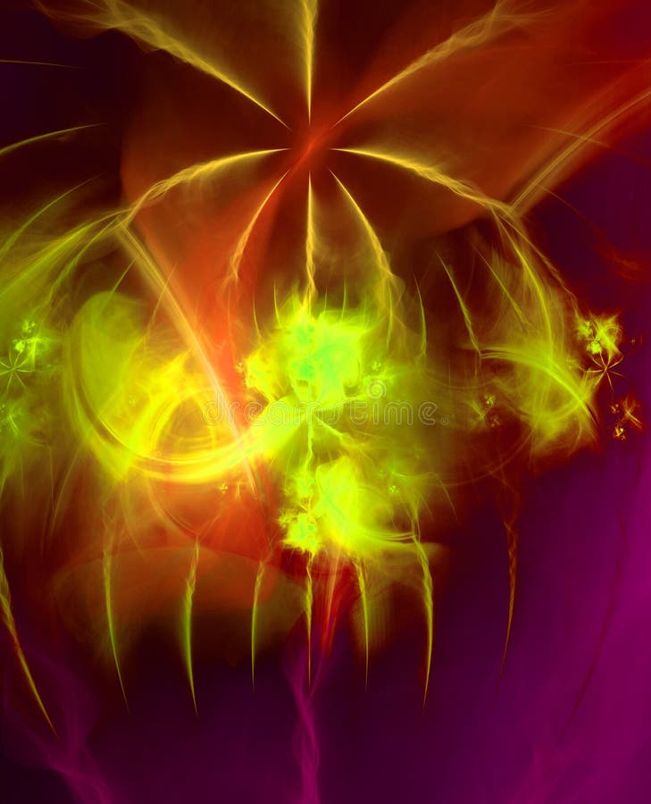 Abstract Fractal Exploding Star with Various Decorative Elements in ...