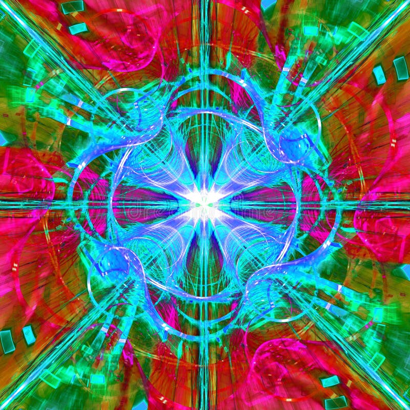 Abstract Fractal Exploding Star with Various Decorative Elements in ...