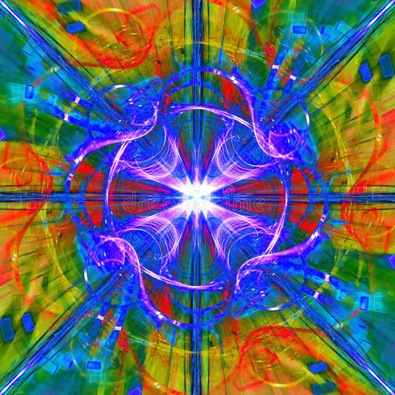 Abstract Fractal Exploding Star with Various Decorative Elements in ...