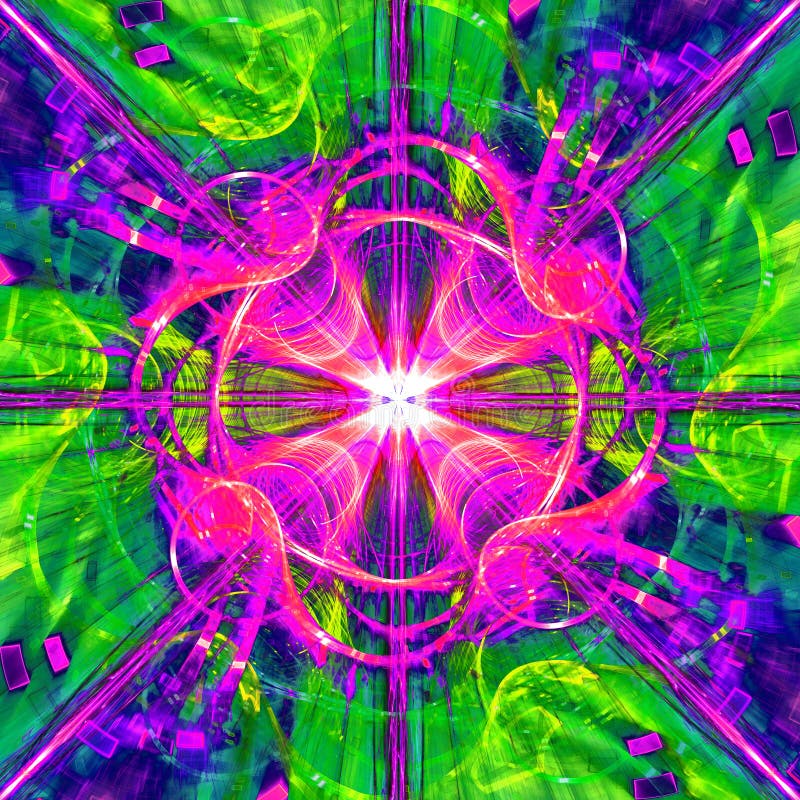 Abstract Fractal Exploding Star with Various Decorative Elements in ...