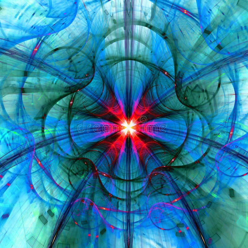 Abstract Fractal Exploding Star with Various Decorative Elements in ...