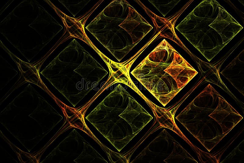Abstract Fractal Geometric Yellow Red and Green Grid Image Stock ...