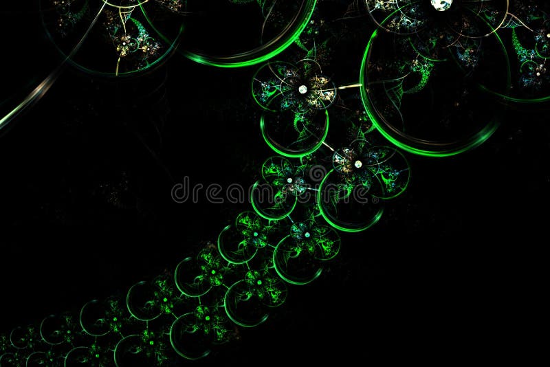 Abstract Fractal Glowing Green Spherical Fun Chain Stock Illustration ...