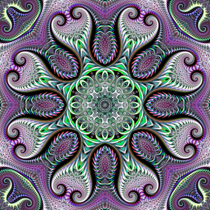 Abstract fractal mandala. stock illustration. Illustration of curve ...