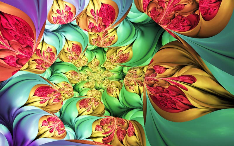 Abstract Fractal Patterns and Shapes.Mysterious Psychedelic Relaxation ...