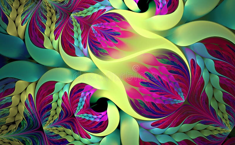 Abstract Fractal Patterns and Shapes.Mysterious Psychedelic Relaxation ...