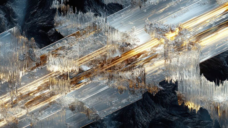 Abstract Fractal Structure with Crystalline and Metallic Elements ...