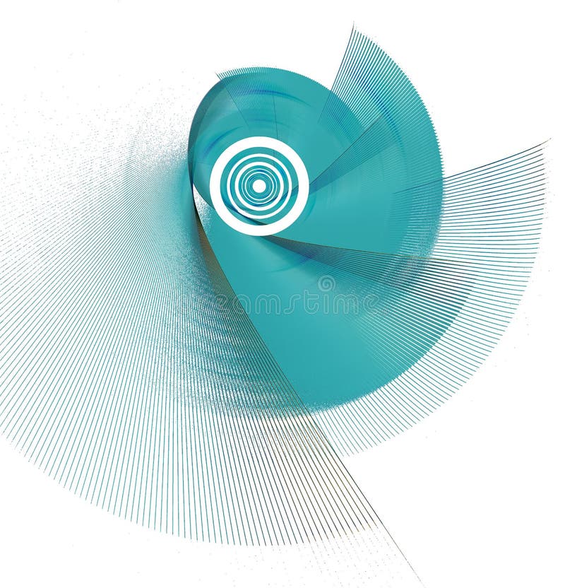 Abstract Fractal Turquoise Engine Blades Spinning Rapidly on a White ...