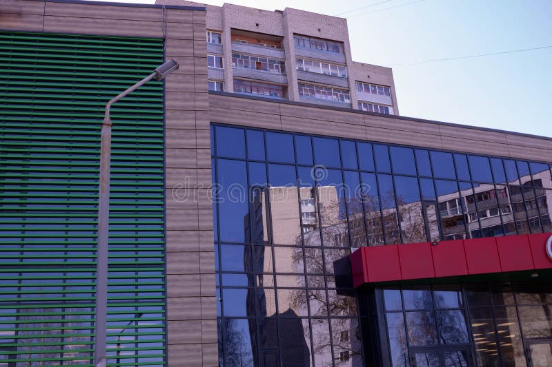 Abstract Fragment of Modern Architecture, Walls Made of Glass and ...