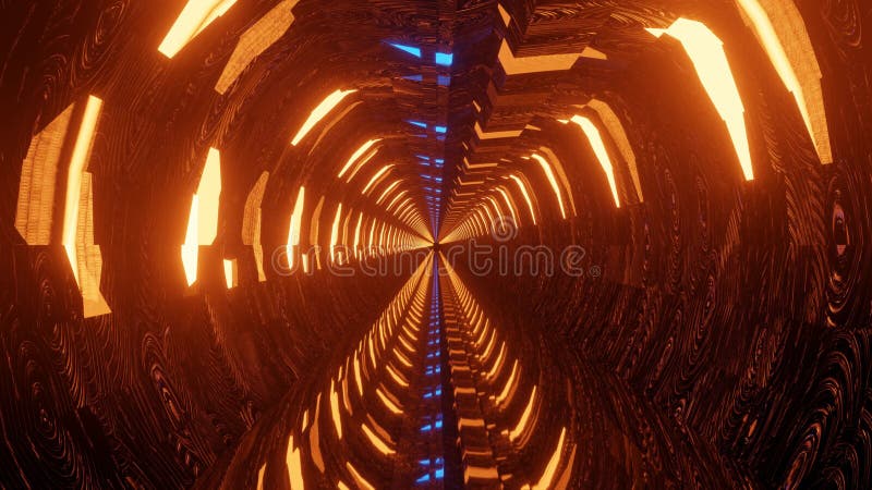 Abstract Fragmented Psychedelic Orange Tunnel Stock Illustration ...