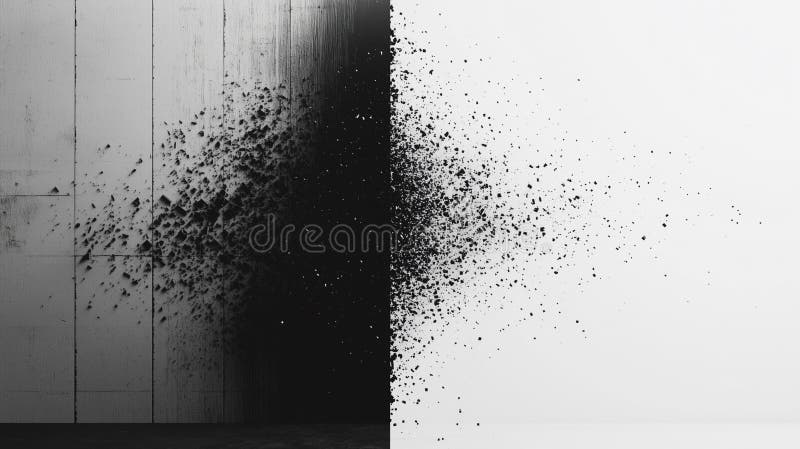 Abstract Fragmenting Wall Structure Black and White Stock Illustration ...