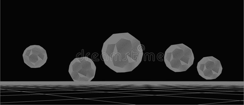 Abstract Frame Background. Technology Mesh Illustration with Balls ...