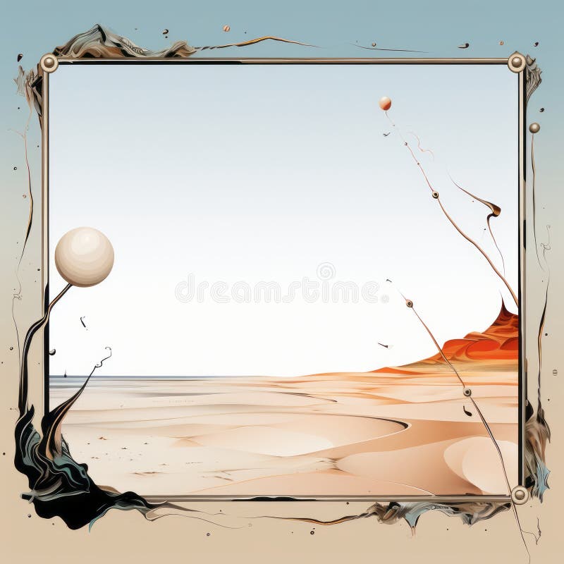 An Abstract Frame with a Ball in the Sand Stock Illustration ...