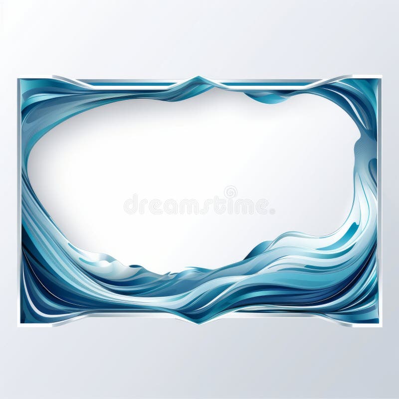 Abstract Frame with Blue Waves on a White Background Stock Illustration ...