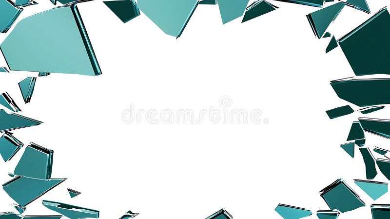 Abstract Frame of Broken Glass Shards Isolated on White Background for ...