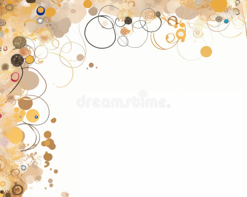 Abstract Frame with Circles and Swirls on a White Background Stock ...