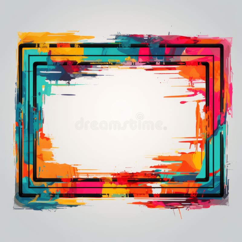 Abstract Frame with Colorful Paint Strokes Vector Stock Illustration ...