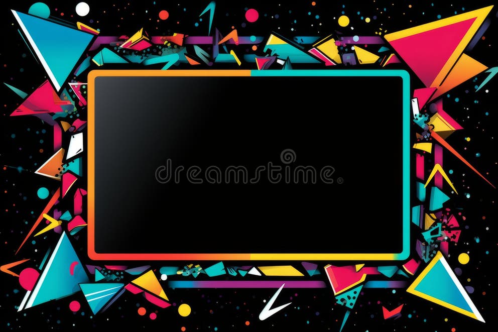 An Abstract Frame with Colorful Triangles and Triangles on a Black ...