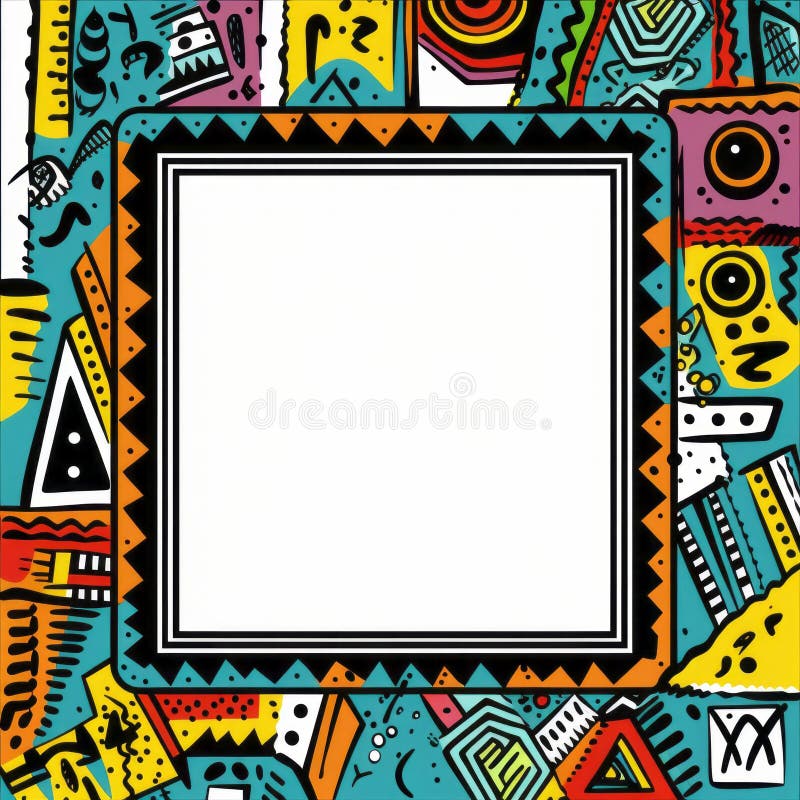 An Abstract Frame with Colorful Tribal Patterns on it Stock ...