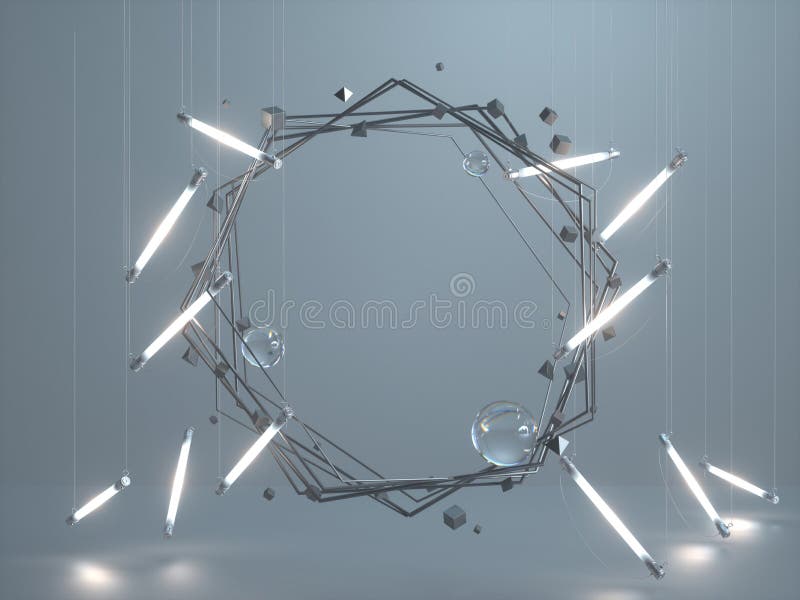 Figure Frame with Fluorescent Lamps. Stock Illustration - Illustration ...