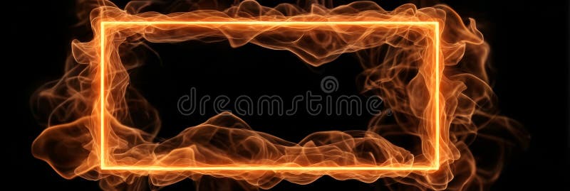 Abstract Frame Illustration Featuring Glowing Energy Border with Fire ...