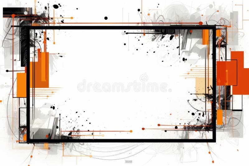 An Abstract Frame with Orange and Black Paint Splatters on it Stock ...