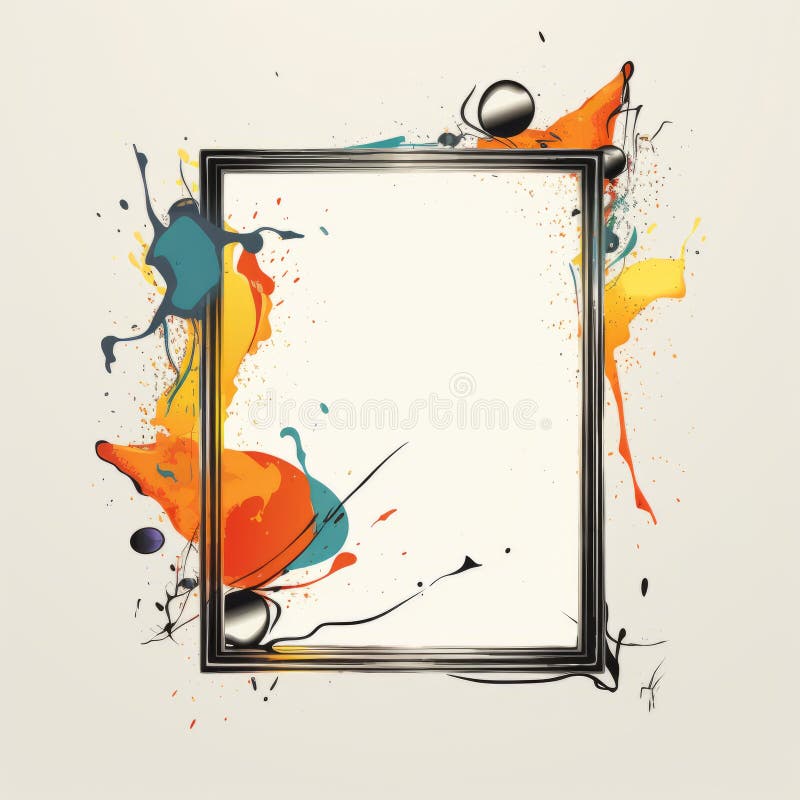 An Abstract Frame with Paint Splatters on it Stock Illustration ...