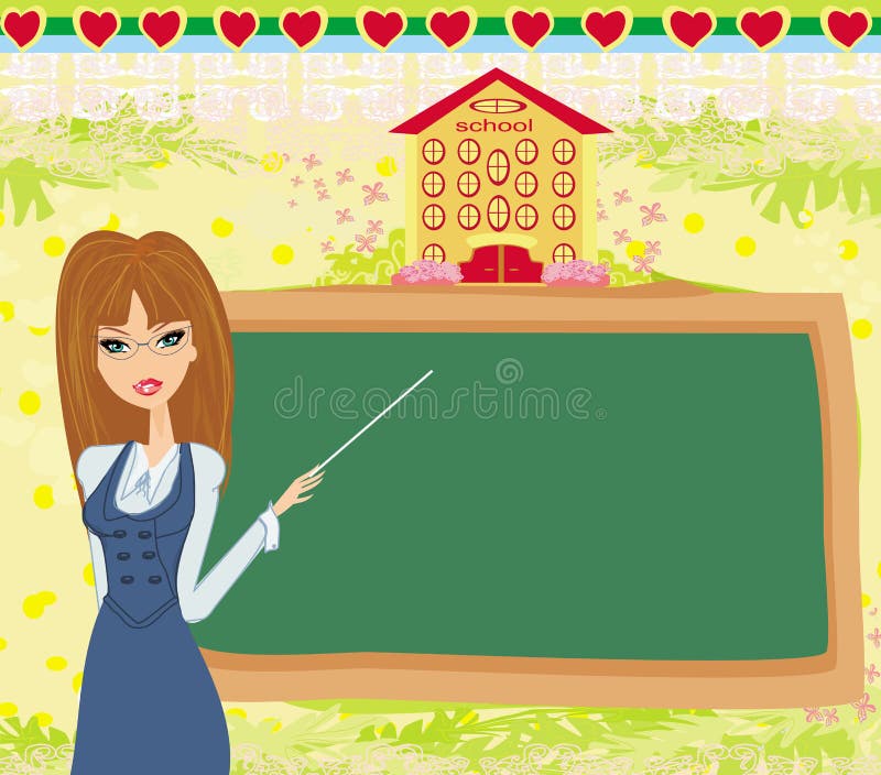 Abstract Frame School - Teacher and Blackboard Stock Vector ...