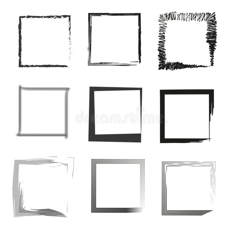 Abstract Frame Set. Black and White Outline. Creative Square Designs ...