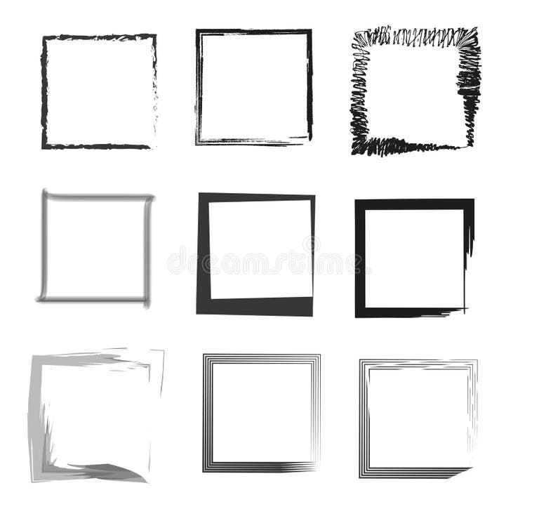 Abstract Frame Set. Black and White Outline. Creative Square Designs ...