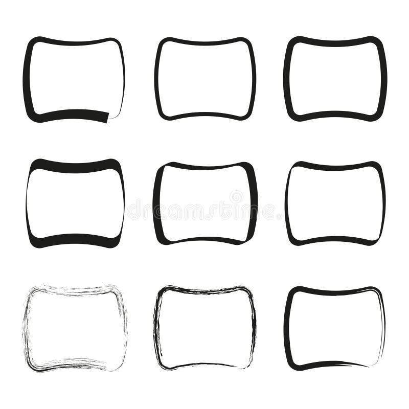 Abstract Frame Set. Hand Drawn Outline. Unique Border Shapes. Vector ...