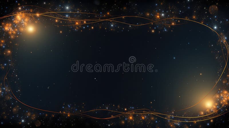An Abstract Frame in Space with Stars, Rendered in Light Gold and Dark ...