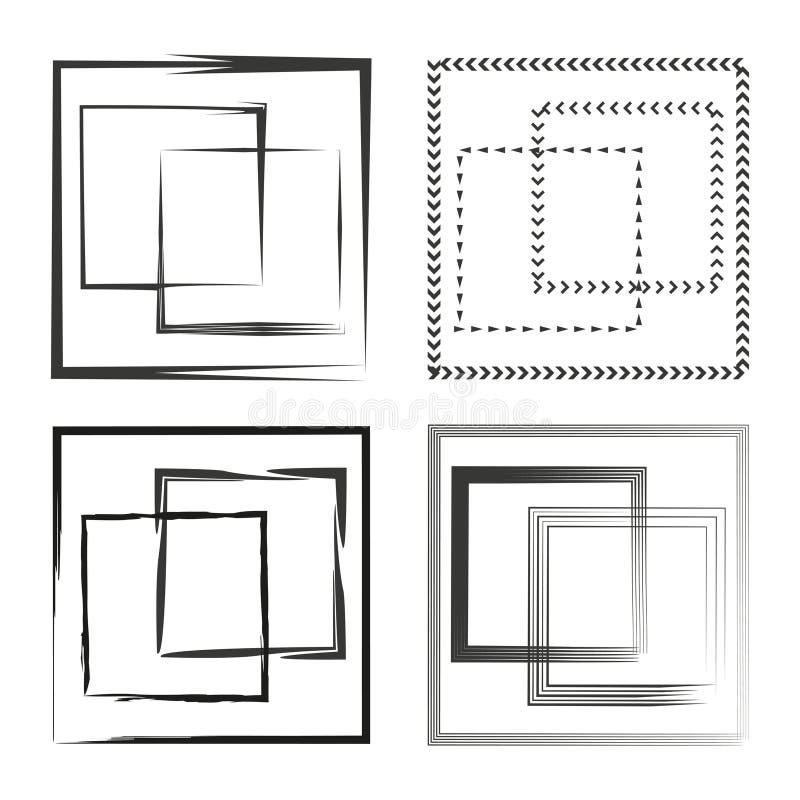 Abstract Frame Vector. Geometric Border Set. Artistic Square Outlines ...