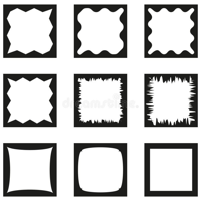 Abstract Frame Vector. Geometric Border Set. Irregular Square Shapes ...