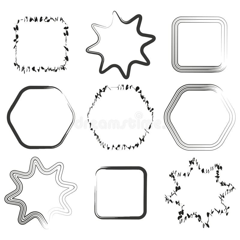 Abstract Frame Vector Set. Various Geometric and Organic Shapes. Black ...
