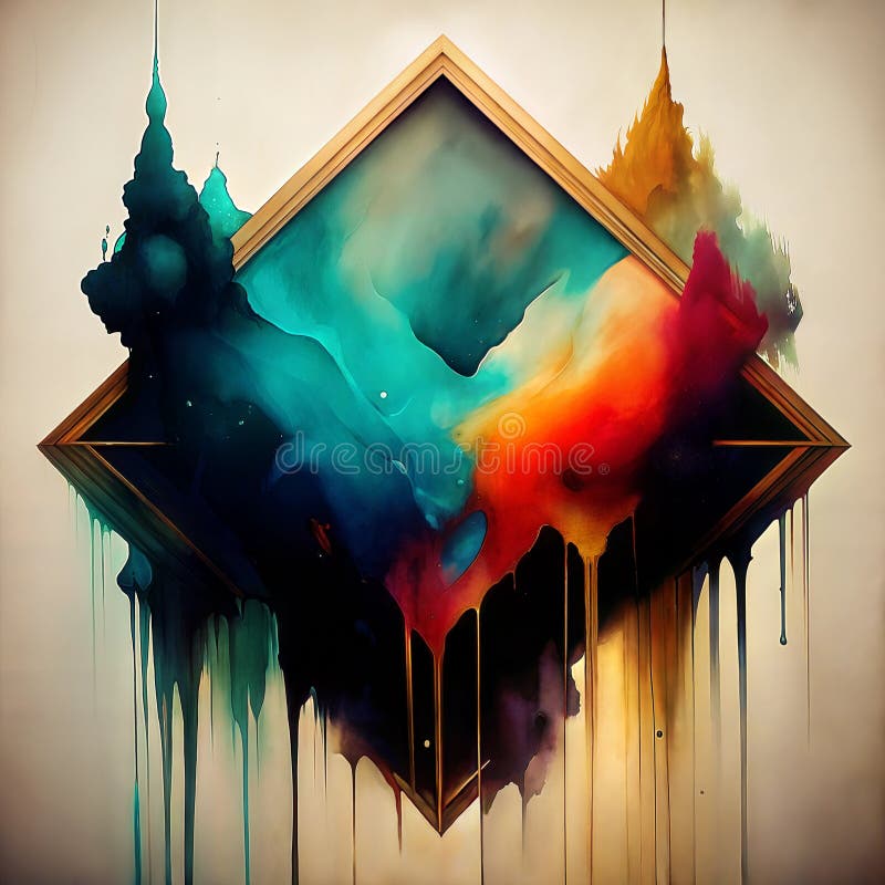 Abstract Frame with Vibrant Colors and Dripping Paint Effect Stock ...