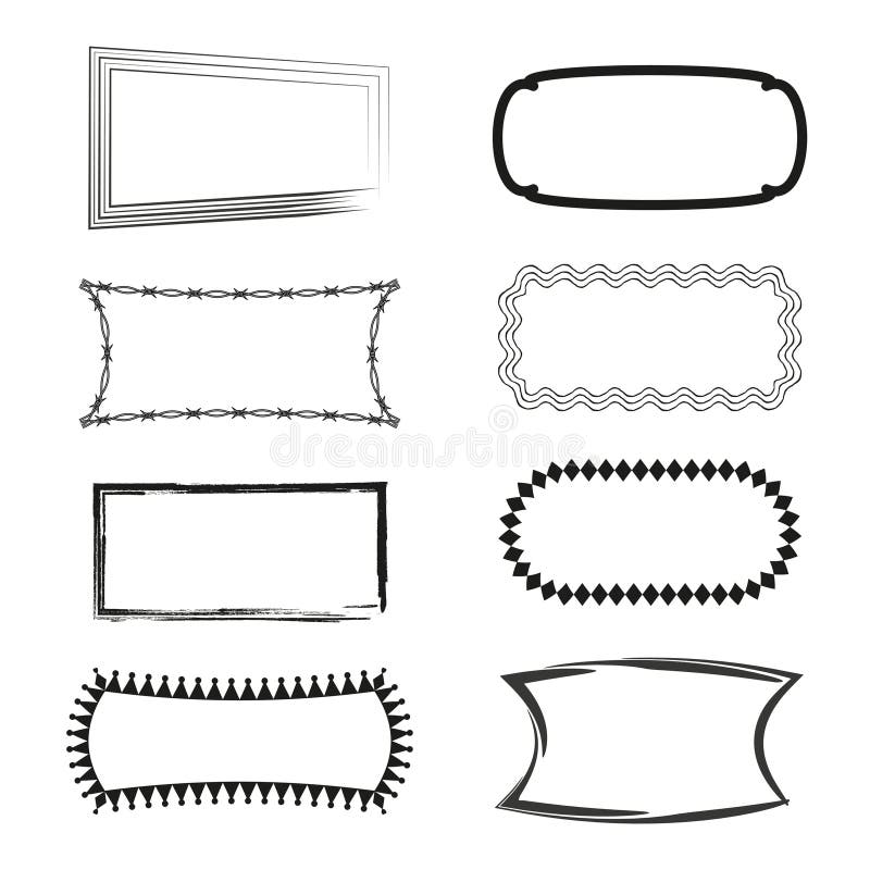 Abstract Frames Vector. Black and White. Various Outline Designs ...