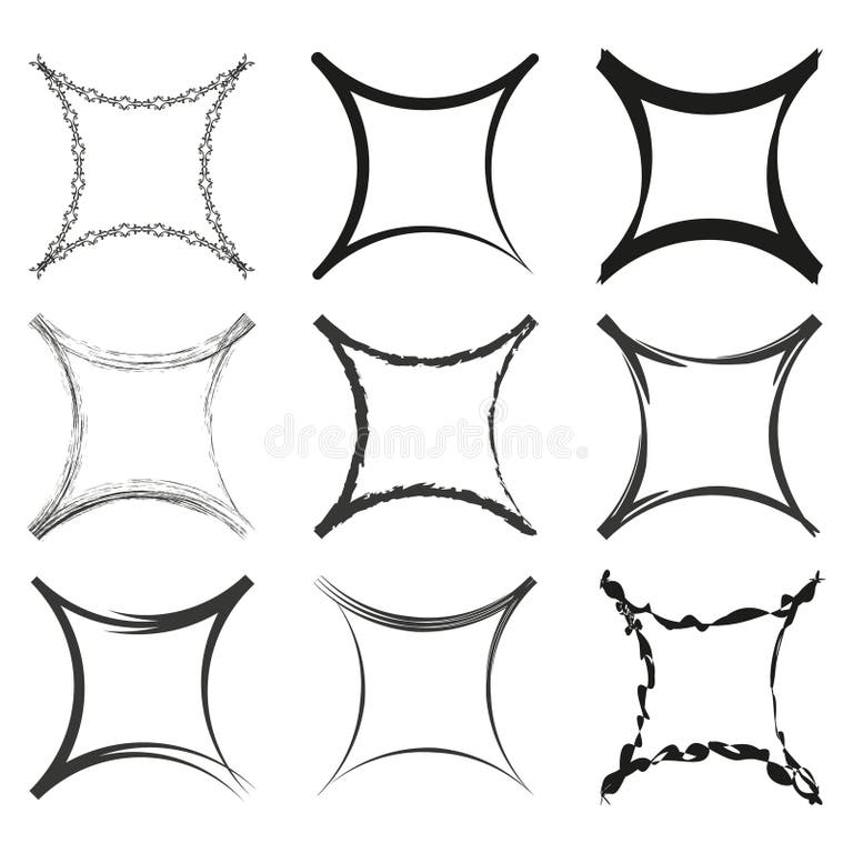 Abstract Frames Vector. Black and White. Various Square Designs ...