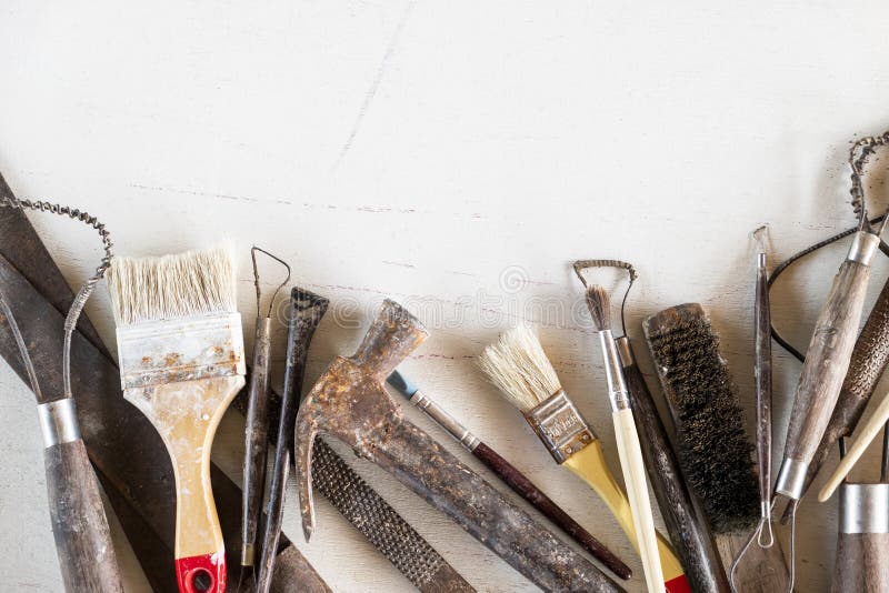 Abstract Framing Background of Sculpture Tools Set. Art and Craft Tools ...