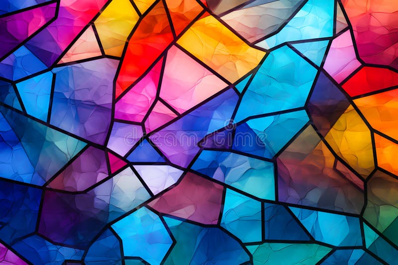 Abstract Free-form Image of Multi-colored on Black-lined Stain Glass ...