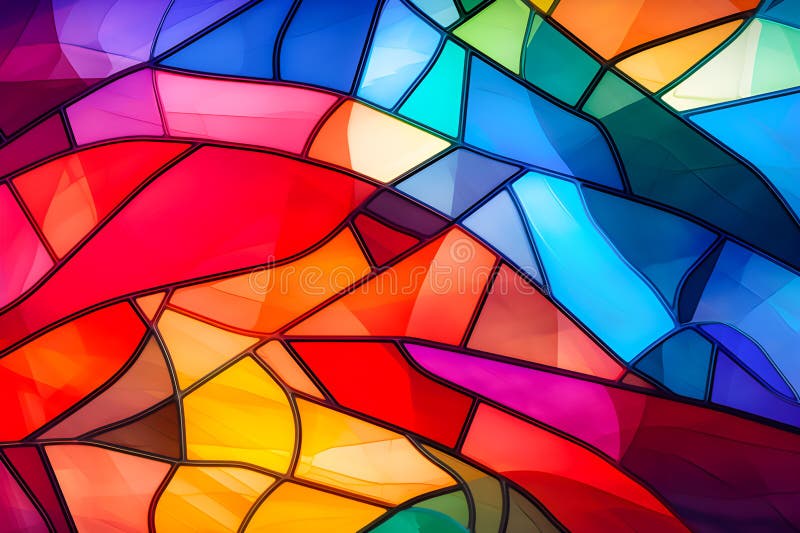 Abstract Free-form Image of Multi-colored on Black-lined Stain Glass ...