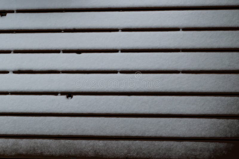 Abstract Fresh Clean Snow Fall on Wood Planks Deck Home Exterior Blank ...