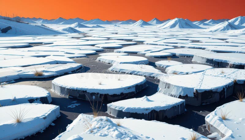 Winter Abstraction Stylized Landscape with Bold Shapes Stock ...