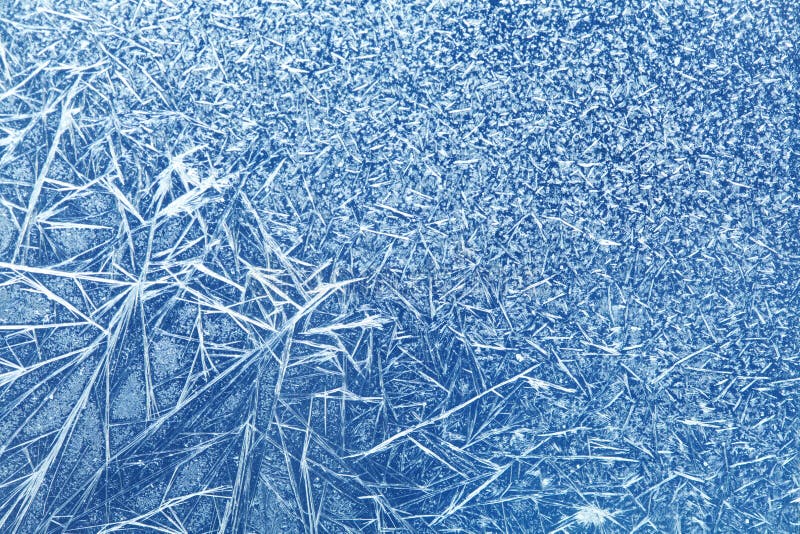Abstract Frozen Window With Icy Textured Pattern, Blue Glass Surface ...