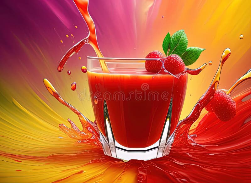 Abstract Fruit Juice, Illustration. Fruits with Juice Splash Stock ...