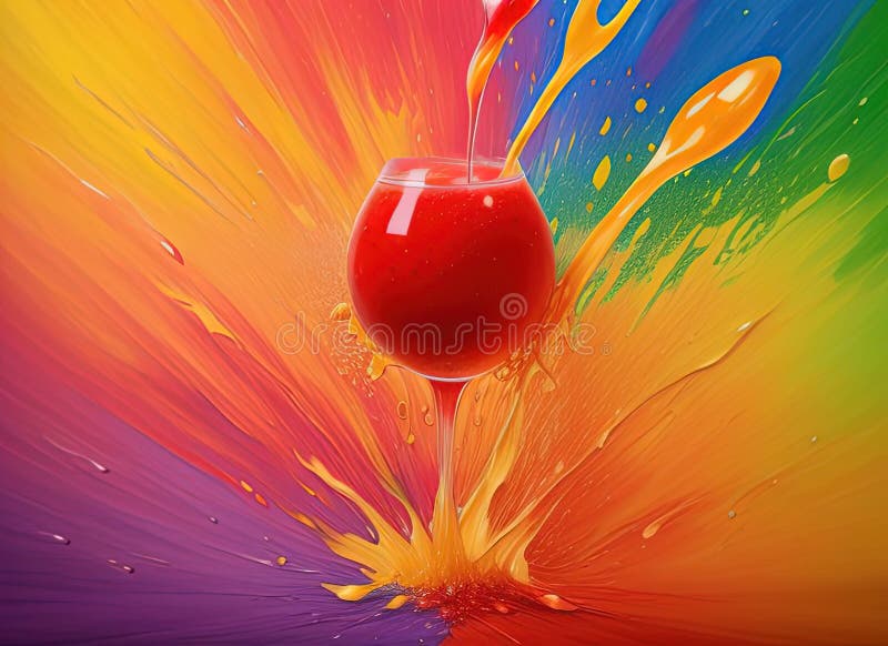 Abstract Fruit Juice, Illustration. Fruits with Juice Splash Stock ...