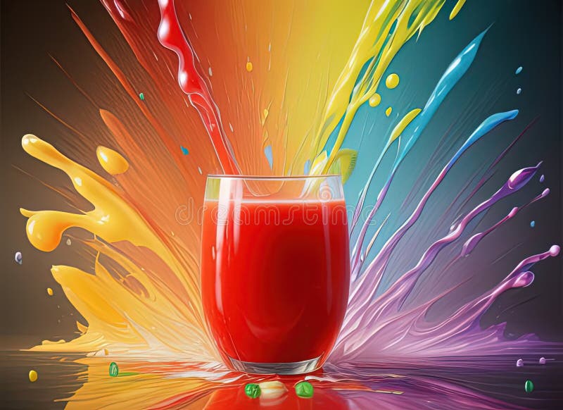 Abstract Fruit Juice, Illustration. Fruits with Juice Splash Stock ...