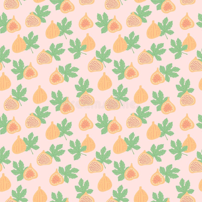 Abstract Fruit Pattern with Figs and Leaves. Vector Illustration in ...